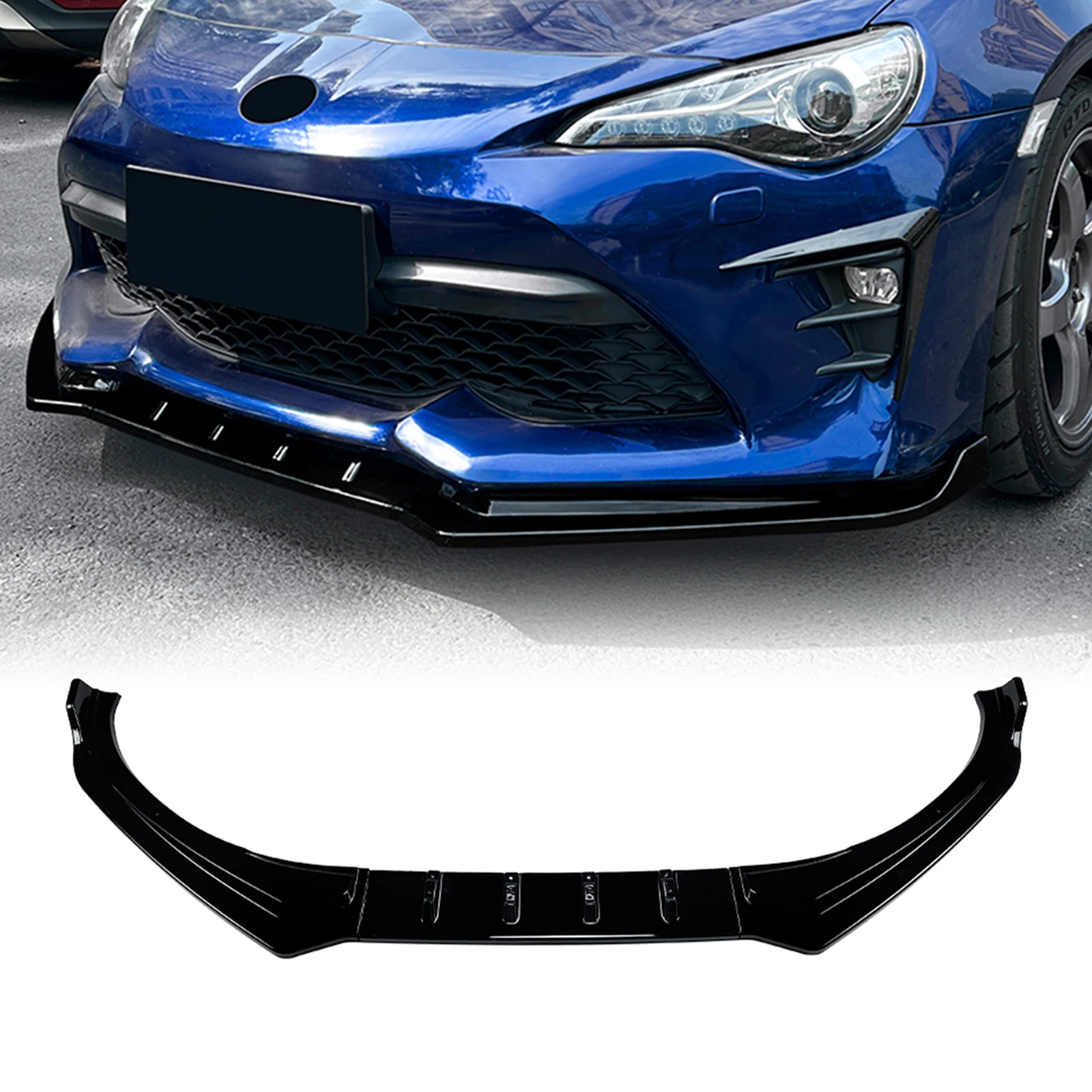 Carbon Fiber Look/Gloss Black Front Bumper Spoiler Lip Lower Splitter ...
