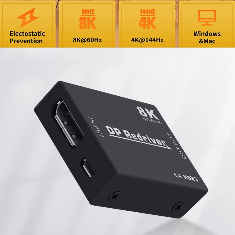 Active Displayport extender 8K DisplayPort Repeater DisplayPort 1.4 ...