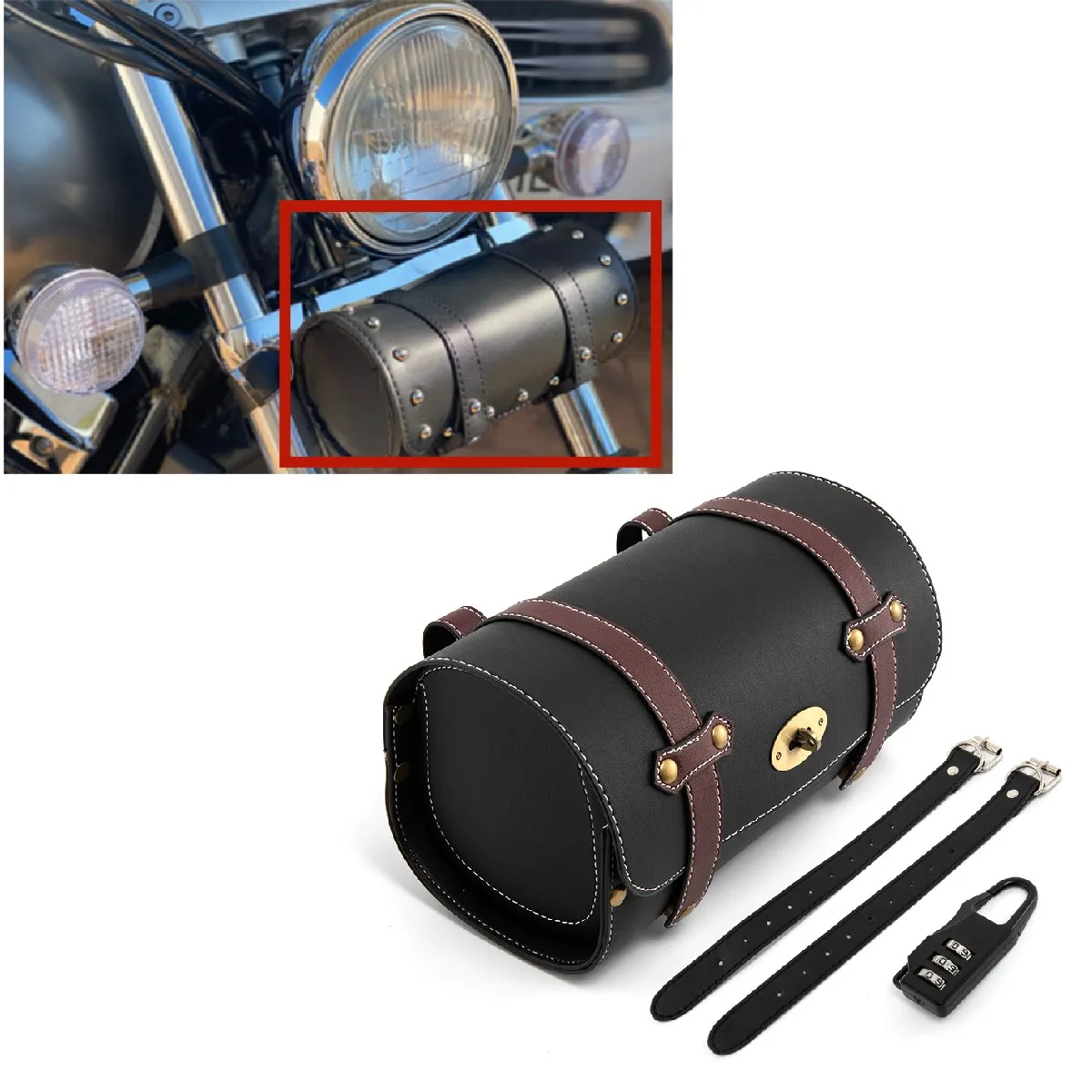 Universal Motorcycle Tool Storage Bag PU Leather Tool Tail Bag Front ...