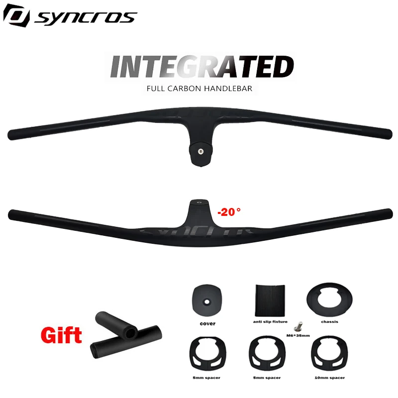 Syncros black MTB integrated handlebar internal carbon fiber cable ...