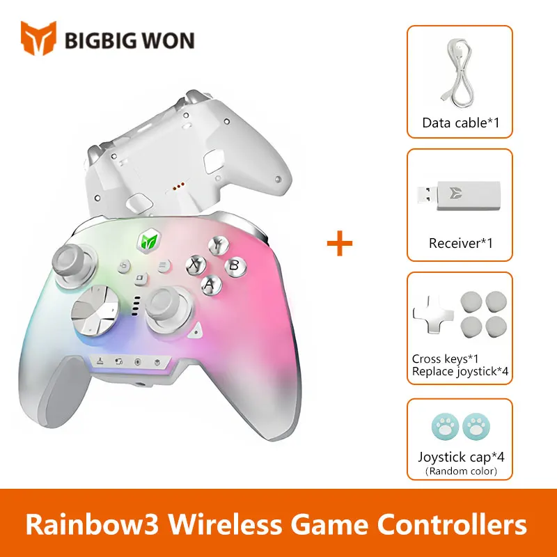 BIGBIG WON Rainbow3 무선 게임 컨트롤러 NearLink 2.4G 홀 조이스틱 마이크로 모션 버튼 RGB 게임패드 ...