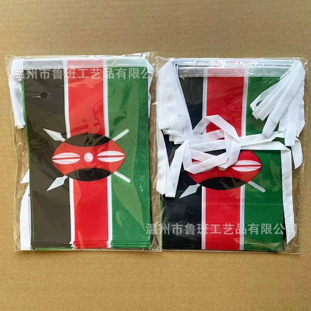TIKI FLAG 20pcs/lot Kenya bunting flags 14x21cm Pennant Kenya String ...