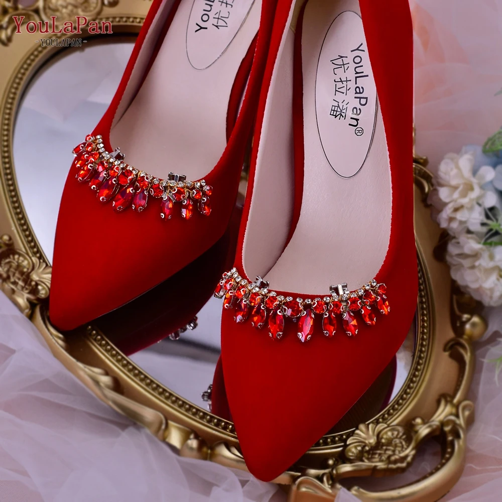 YouLaPan-HX39-Red-Rhinestone-Removable-Shoe-Clips-Wedding-Shoes-Buckle ...