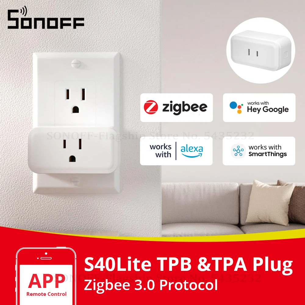 SONOFF S40 Lite Zigbee Socket 15A Zigbee 3.0 Power Plug Smart Timer ...