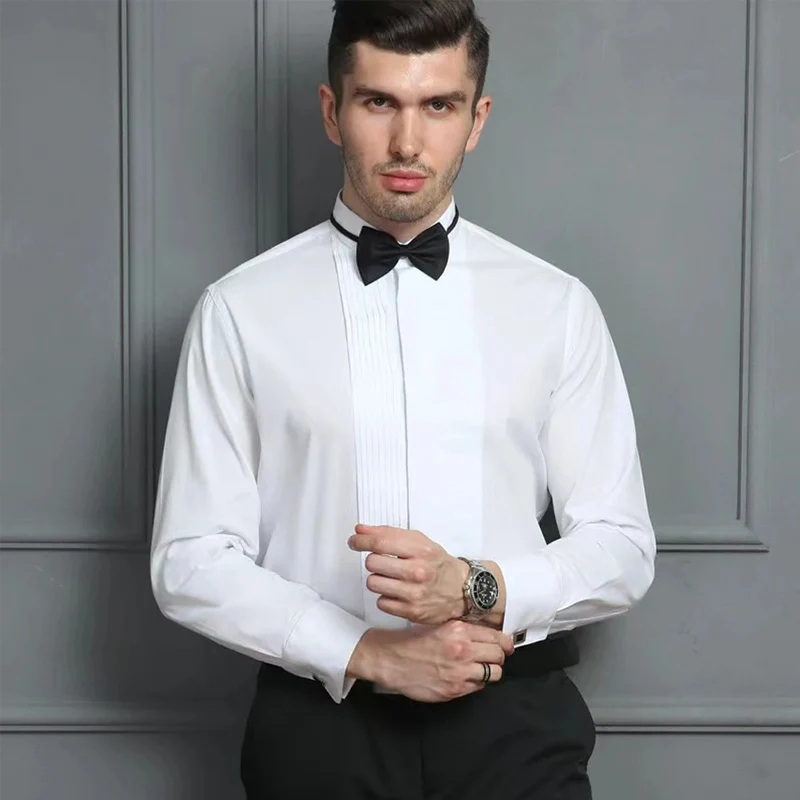 Camisa-de-vestir-blanca-con-cuello-alado-cl-sico-para-hombre-camisas ...