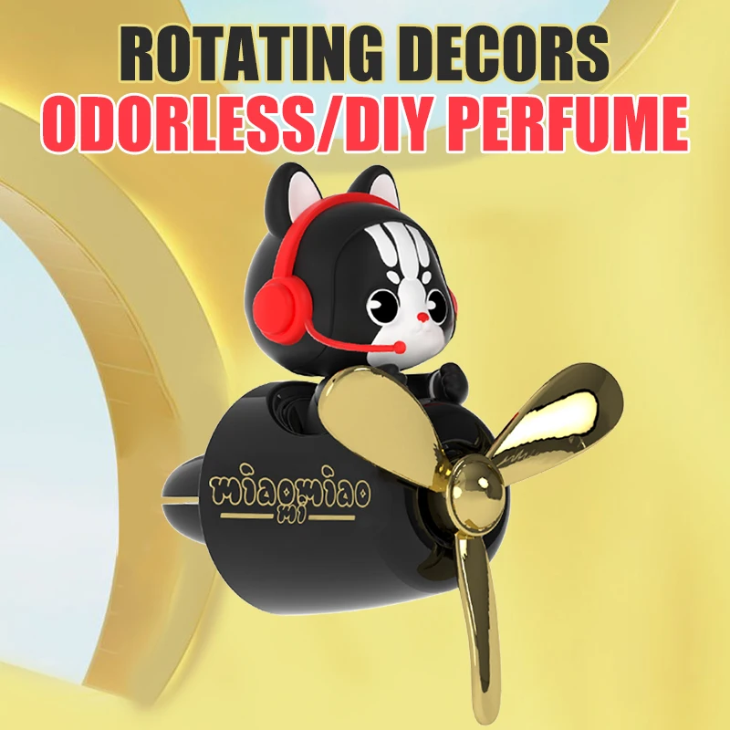 No Perfume DIY Fragrance Cat Pilot Rotating Car Air Freshener Vent Clip ...