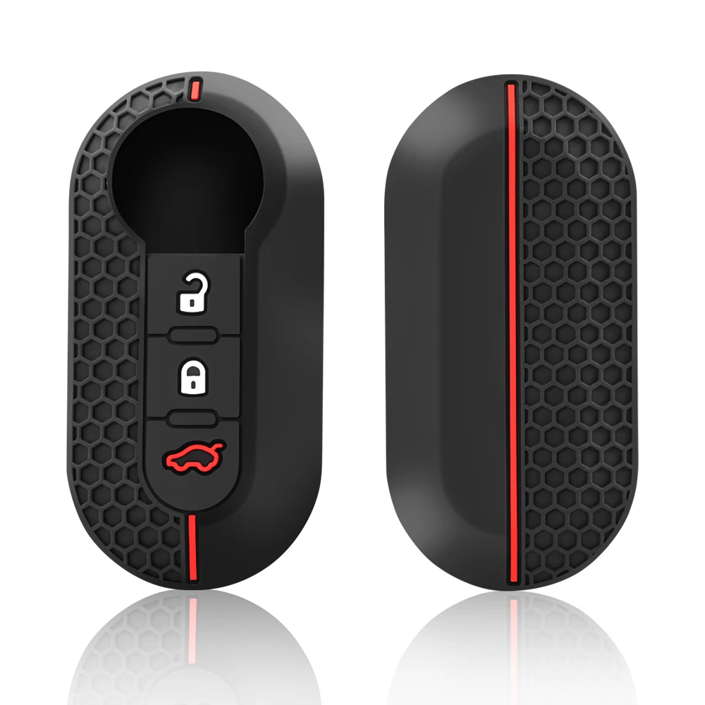 Silicone Car Flip Key Case Cover For Fiat Ducato 500 500L Panda Grande ...