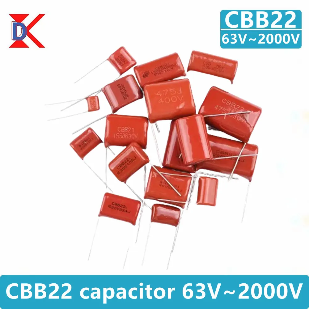 10PCS CBB22 Polypropylene Film Capacitor Brand New 63V 100V 250V 400V ...