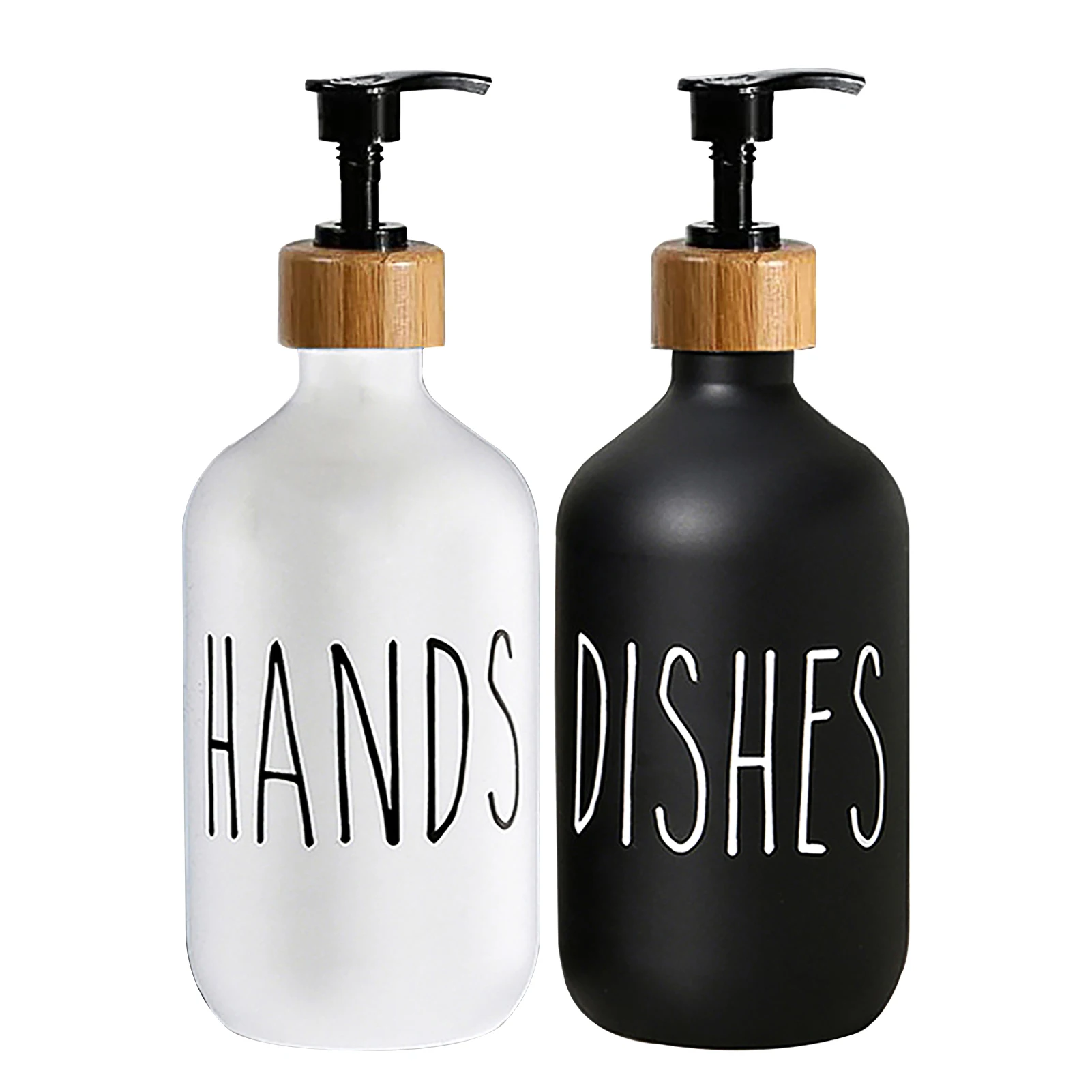 2pcs-500ml-Push-Type-Kitchen-Shampoo-Lotion-Hands-Black-White-Bathroom ...