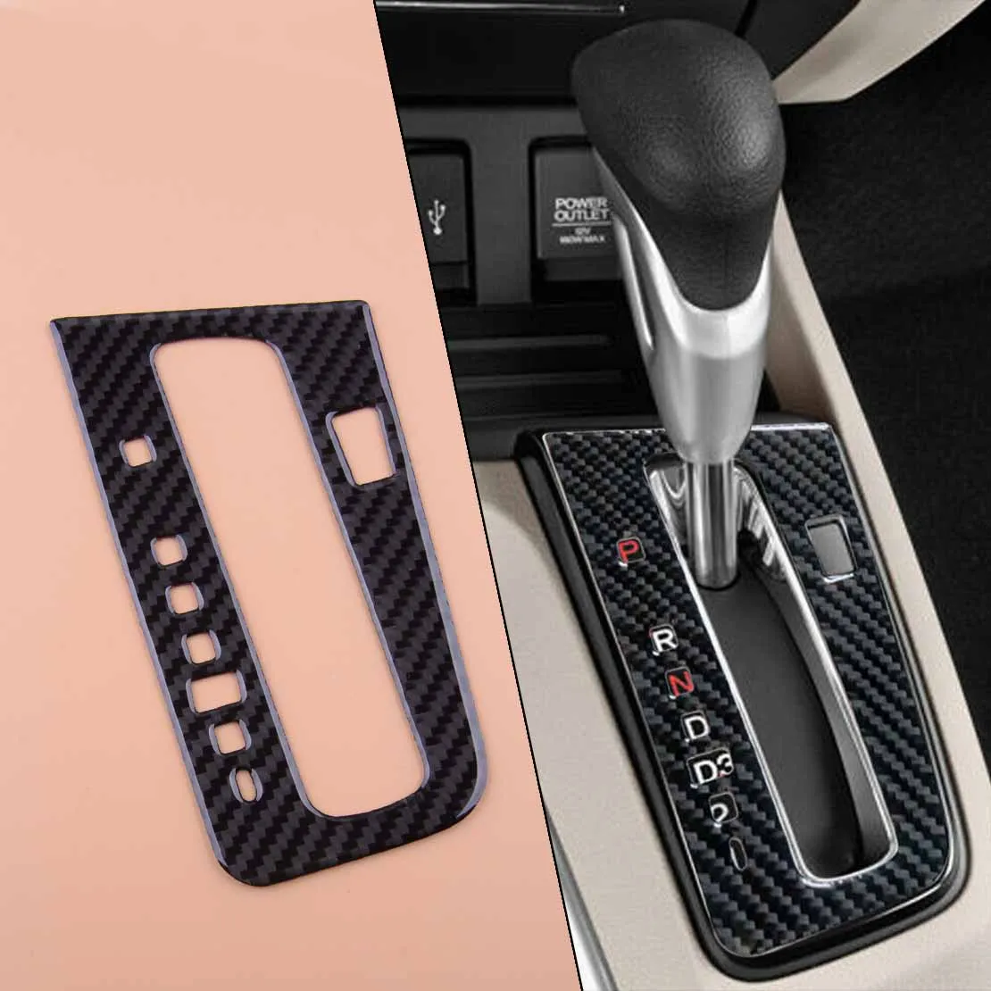 Carbon Fiber Black Car Gear Shifter Panel Cover Trim Sticker Decoration ...