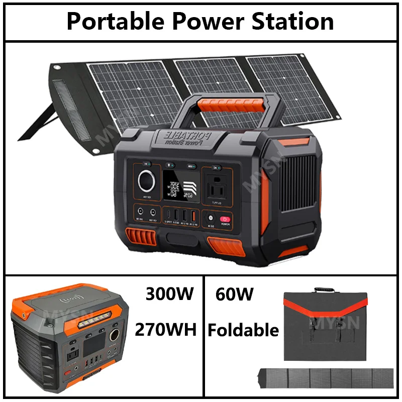 MYSN-Power-Station-300W-Portable-Solar-Generator-220V-Pure-Sine-Wave-AC ...