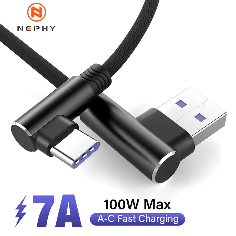90-Degree-7A-100W-USB-Type-C-Cable-Fast-Charging-Wire-For-OPPO-Oneplus ...