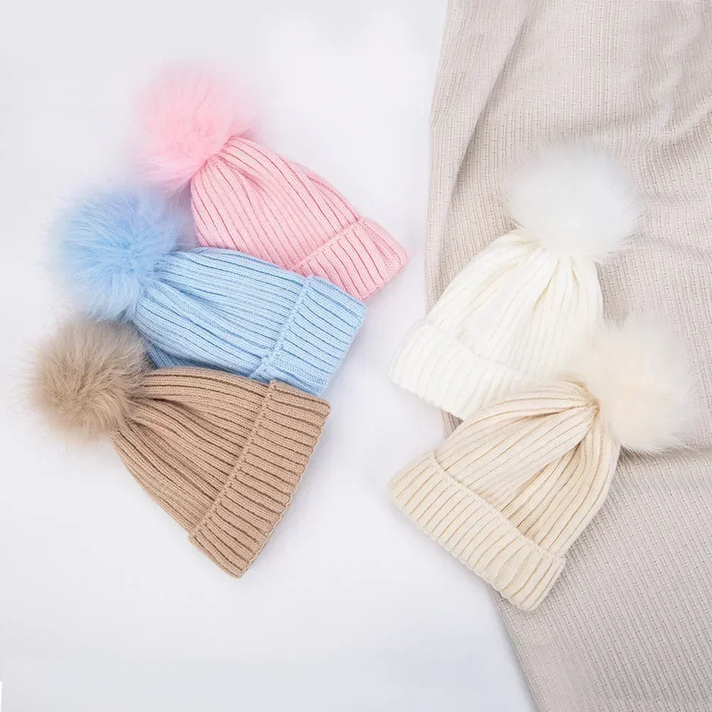0-14Y Baby Bobble Hat Children Knitted Ski Beanie Girl Boy Winter Warm ...