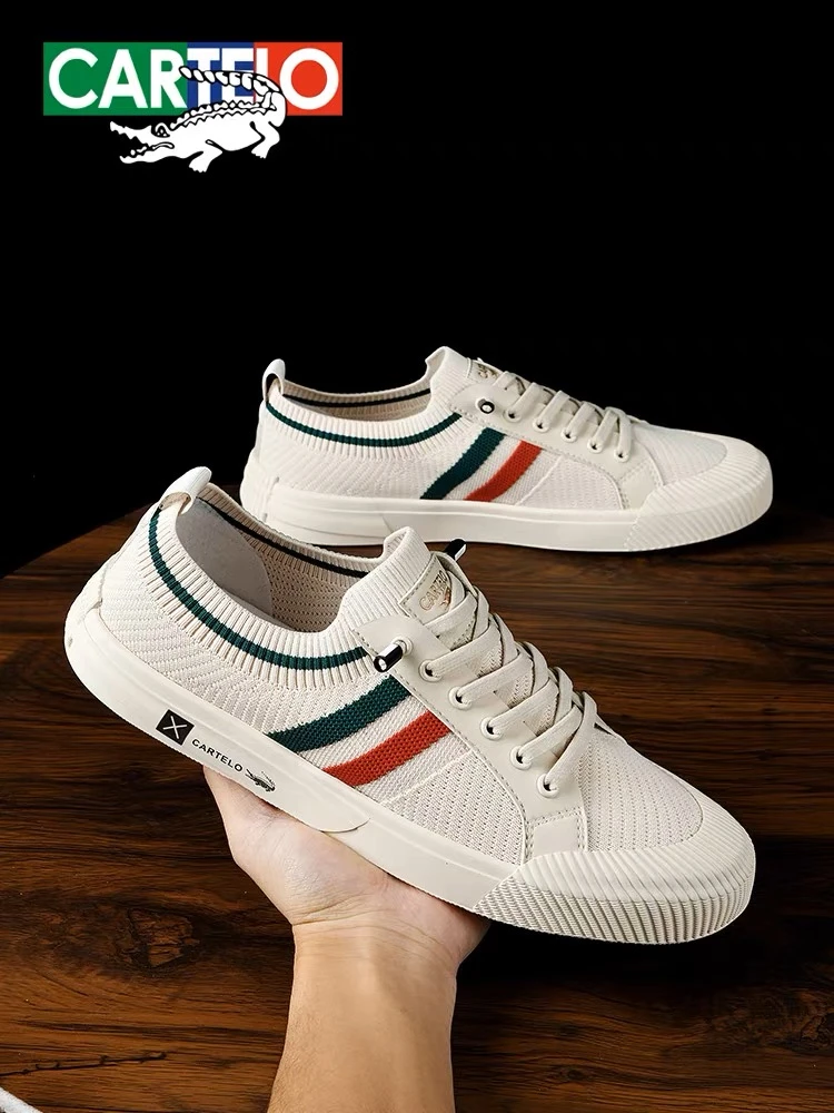 CARTELO Men Vulcanize Shoes Summer New Flat Casual Shoes Comfortable Breathable Tennis Shoe Men ...