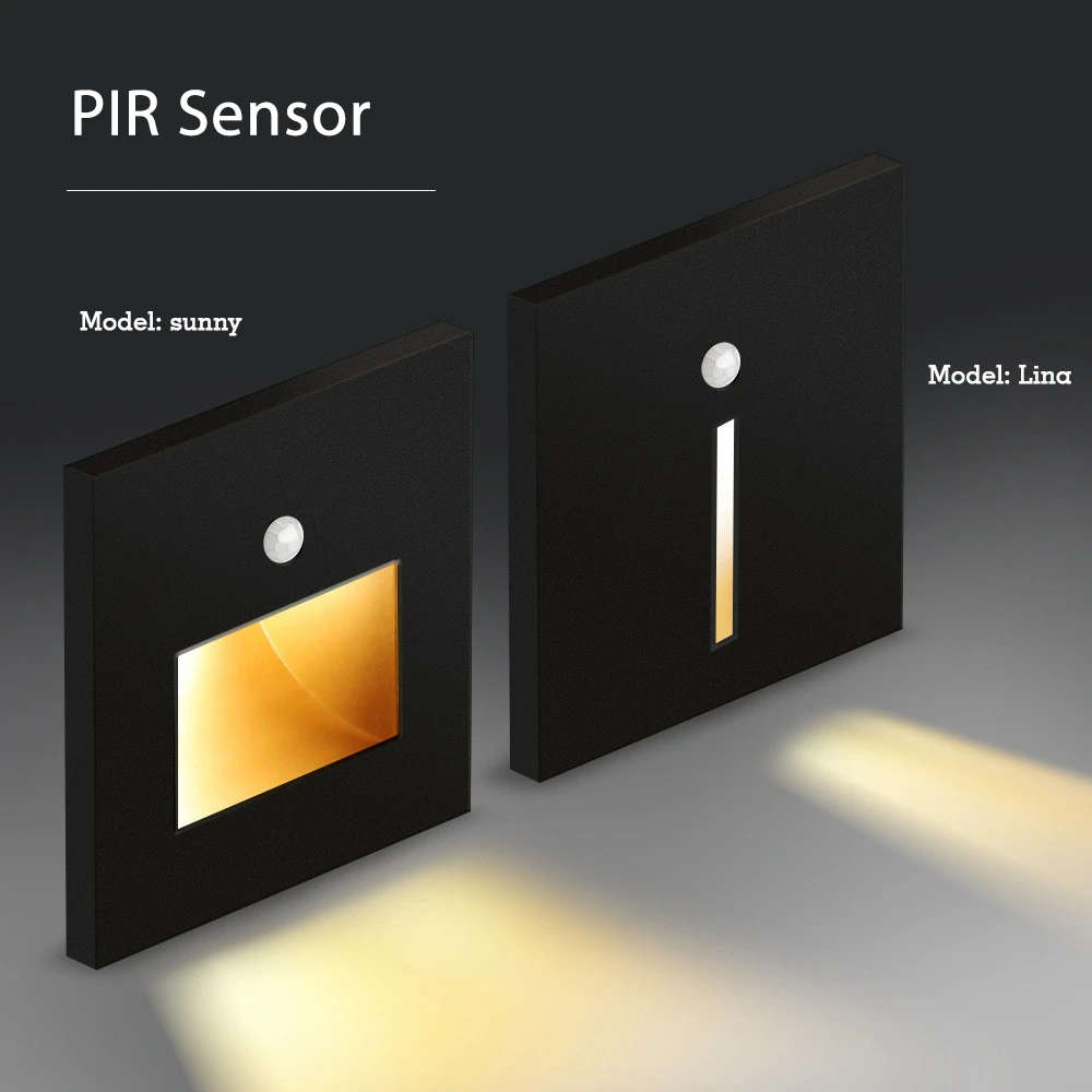 PIR Sensor Stairs Light Led Recessed Wall Sconce Lamp Step Stairway ...