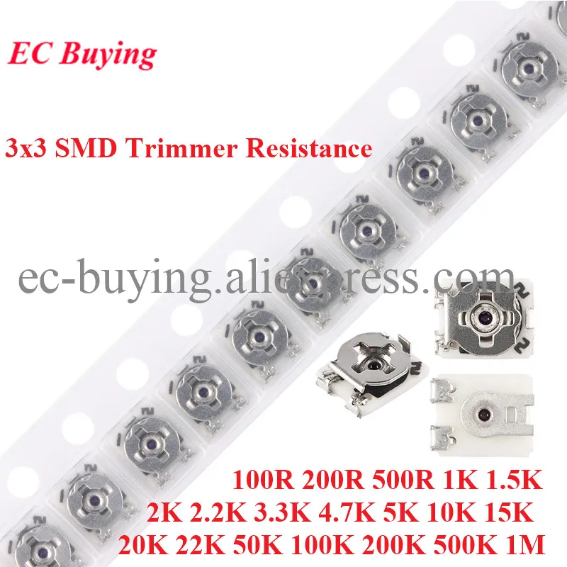 10pcs-3-3-Trimmer-Resistance-Potentiometer-SMD-3X3-Adjustable-Variable ...