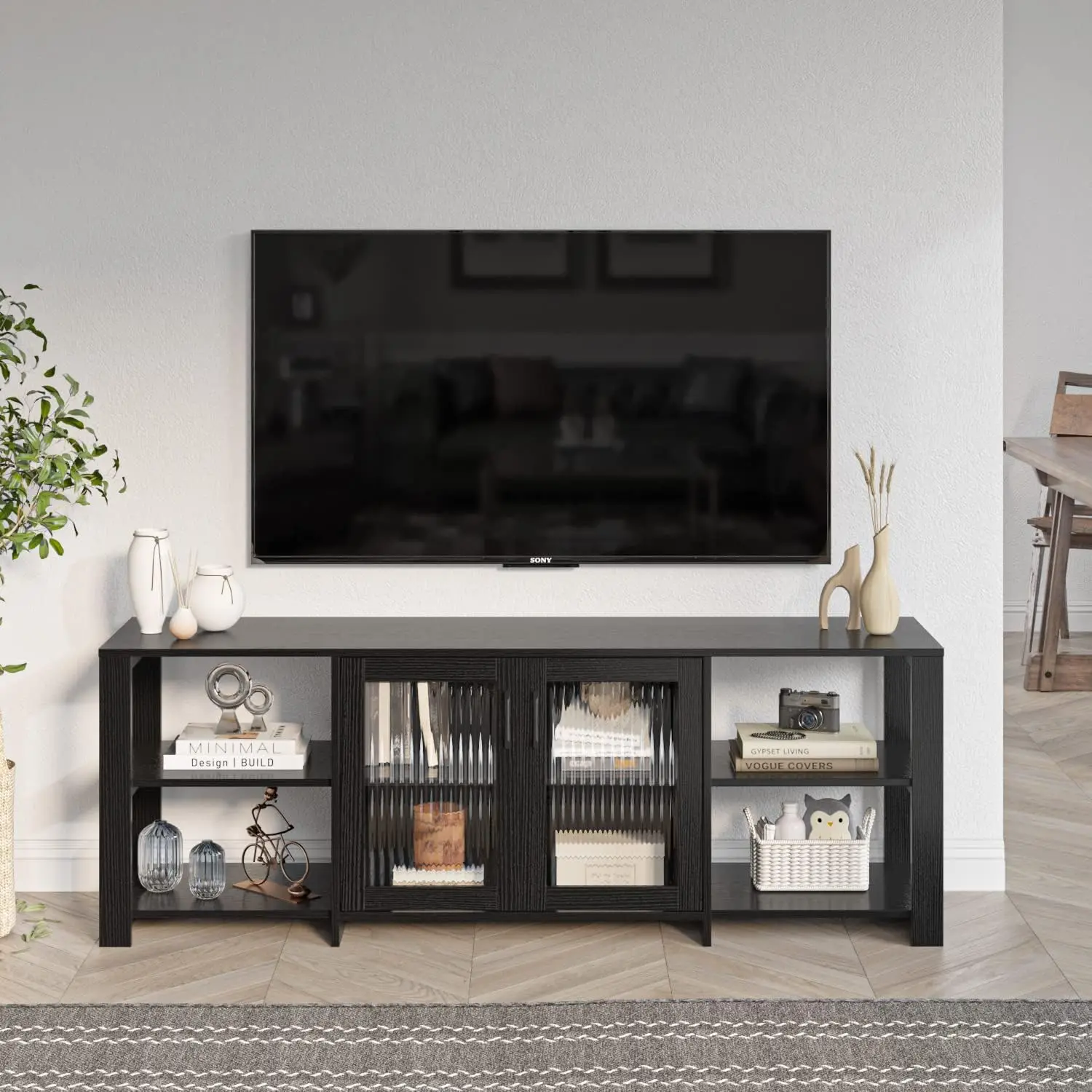 2Doors-Wood-TV-Stand-Television-Stands-Cabinet-with-8-Cubby-Storage ...