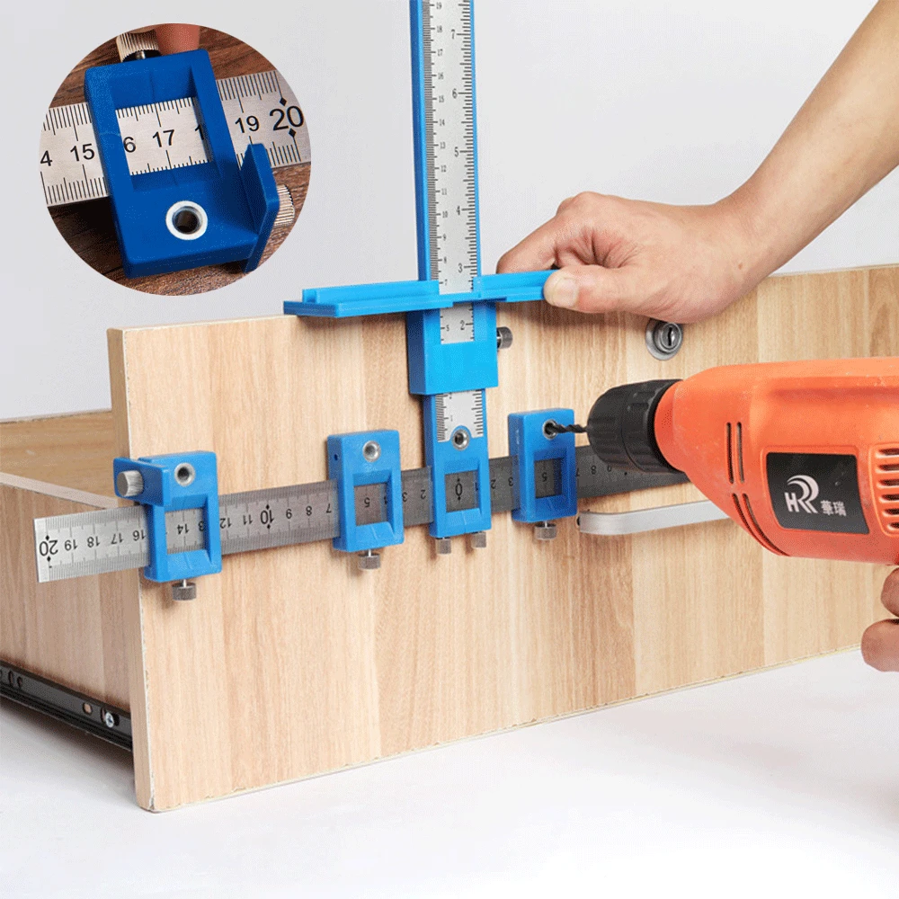 Woodworking-Drill-Punch-Locator-Jig-Drill-Guide-Cabinet-Handle-Knob ...
