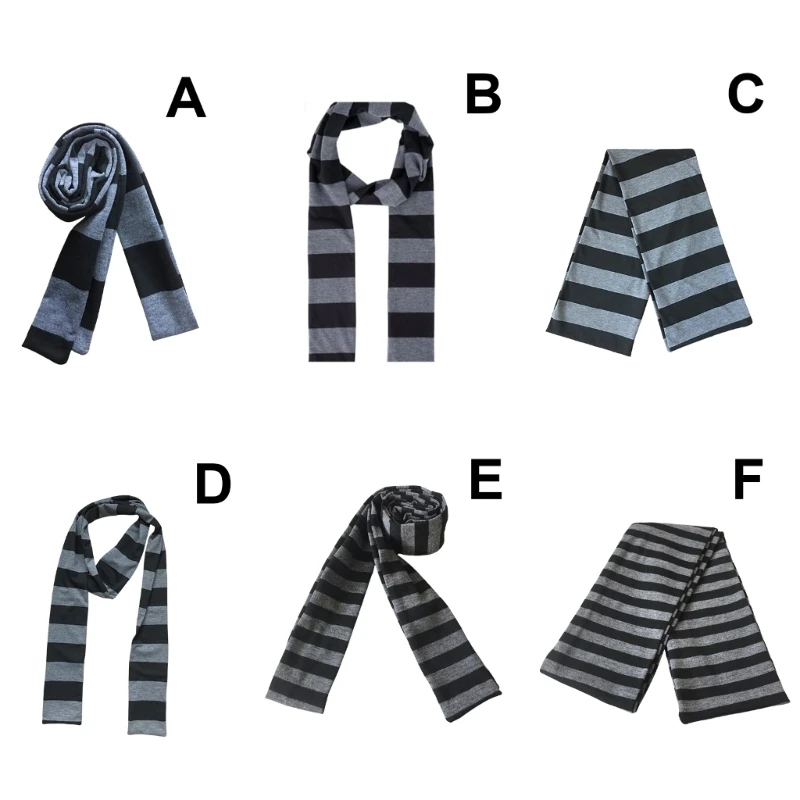 Cosplay Striped Scarf for Adult Unisex 2000s Long Thin Scarf Spring ...