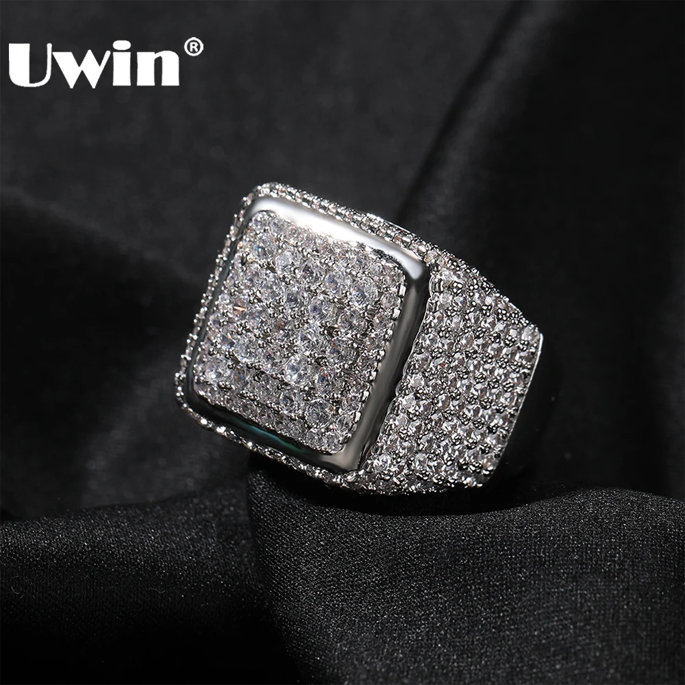 UWIN-Square-Rings-for-Women-Men-Iced-Out-Prong-Setting-Cubic-Zirconia ...