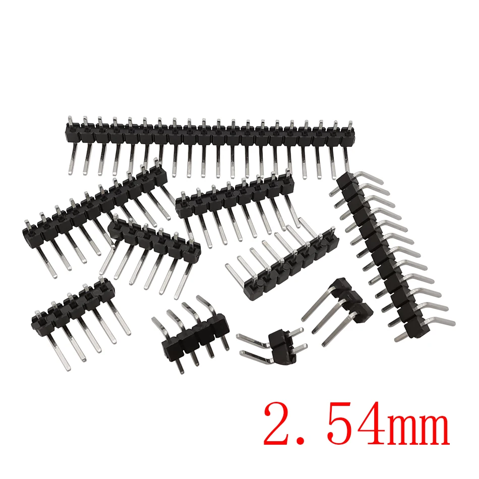 10Pcs-2-54mm-Pitch-Single-Row-Male-Pin-Header-Connector-Right-Angle-PCB ...