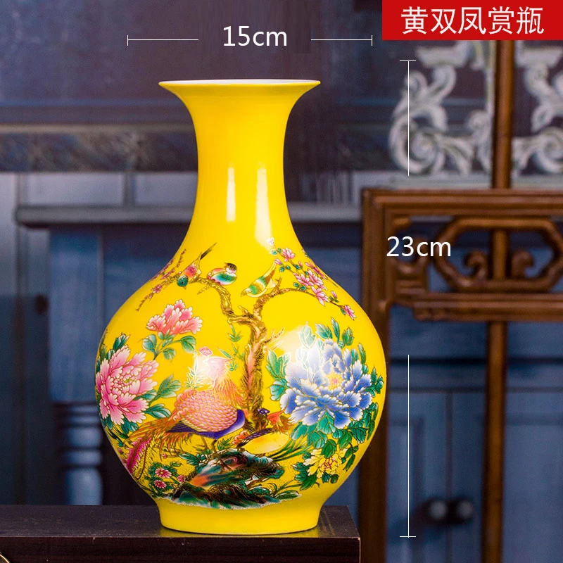 Modern Jingdezhen Ceramic Yellow Vase Home Decoration Red Porcelain ...