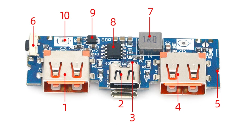 Плата контроллер LX-LBU2C для PowerBank, USB, Micro/Type-C USB 5В, 2,4А ...