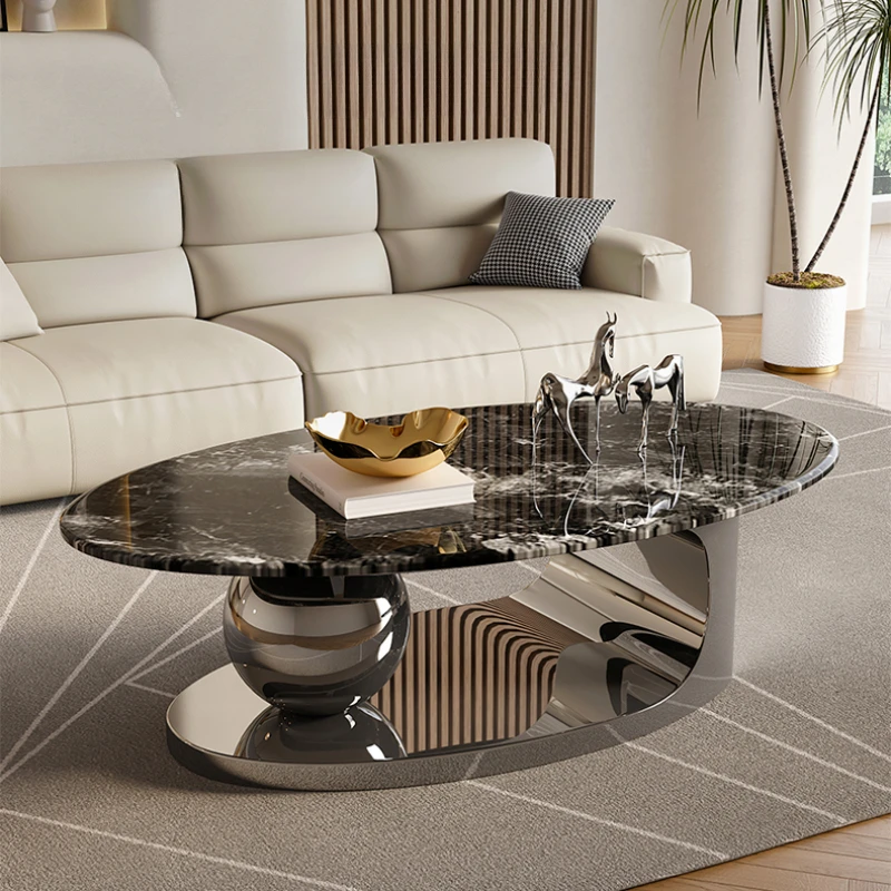 Modern-Light-Luxury-Coffee-Table-Italian-Designer-Black-Oval-Coffee ...