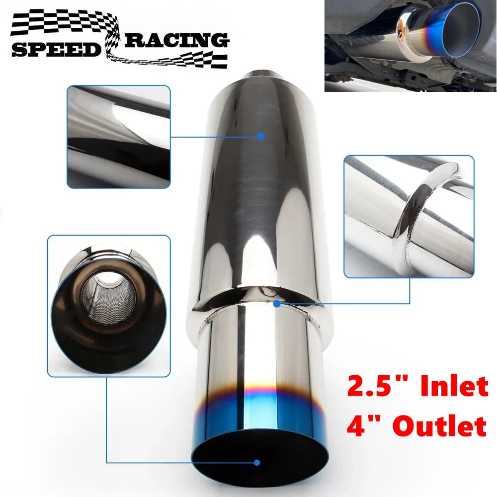 Auto-Exhaust-Muffler-2-5-Inlet-4-Outlet-Stainless-Steel-Exhaust-Tip ...