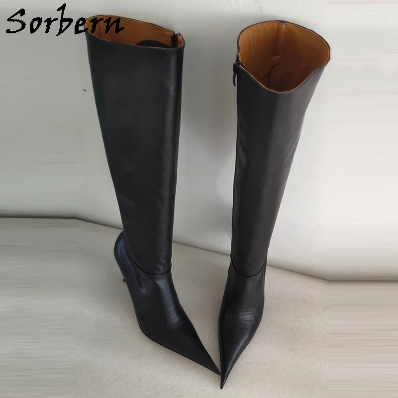 Sorbern-Botas de cuero de vaca para mujer, botines hasta la rodilla ...