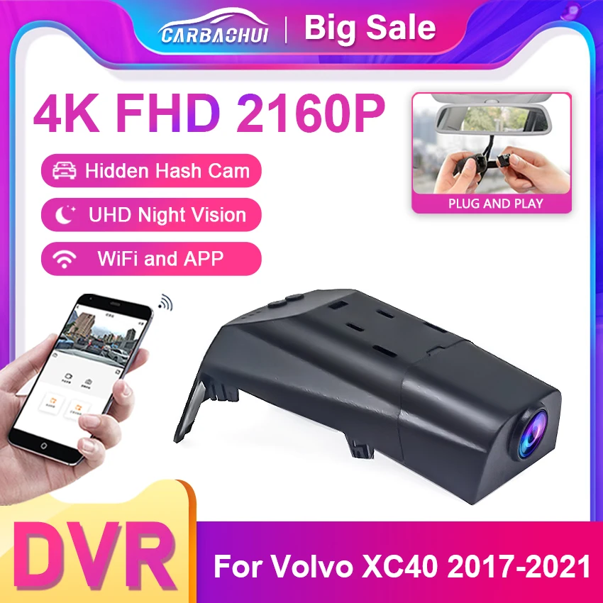 For-Volvo-XC40-2017-2021-Front-and-Rear-4K-plug-and-play-Dash-Cam-for ...