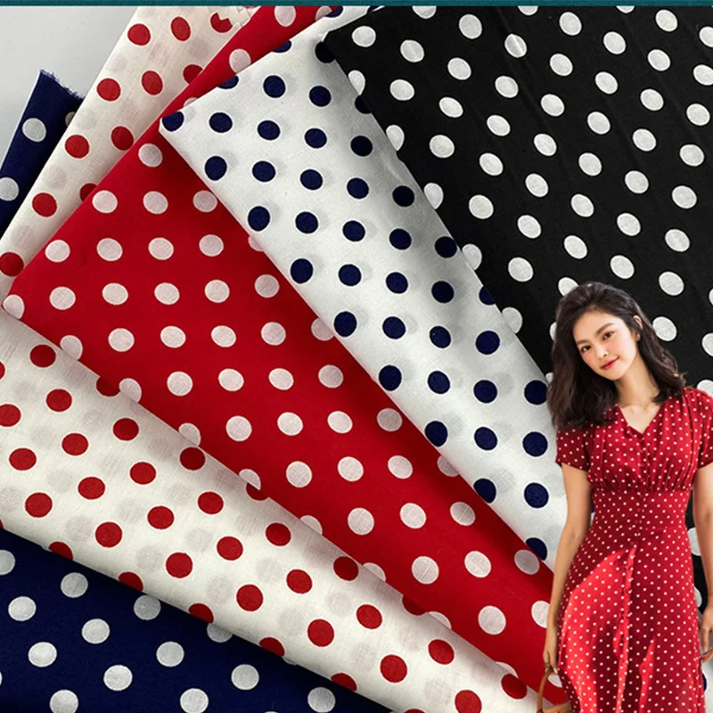 0.5M/1M/2M/3M/5M Spring And Summer Polka Dot Printed 100%Cotton Poplin ...