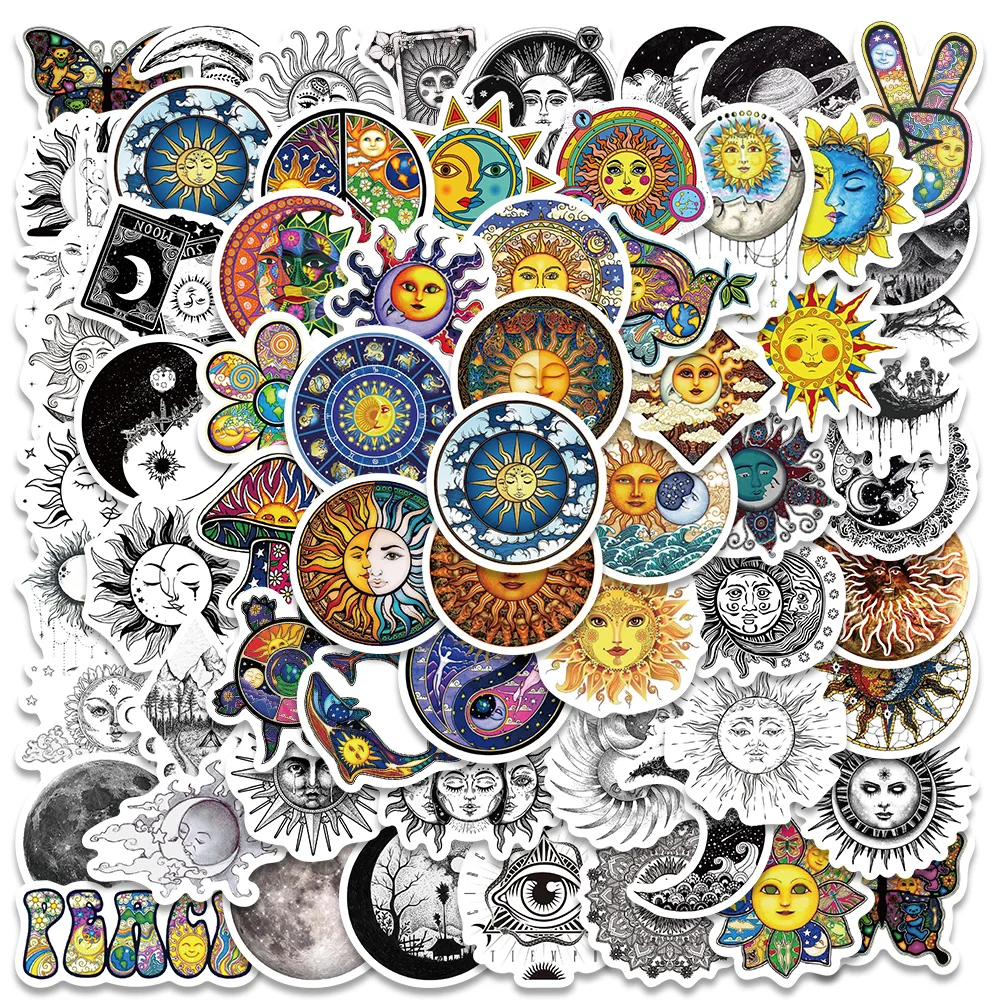 64pcs-Cool-Gothic-Cartoon-Witch-Moon-Sun-Stickers-Aesthetic-Art-Decals ...