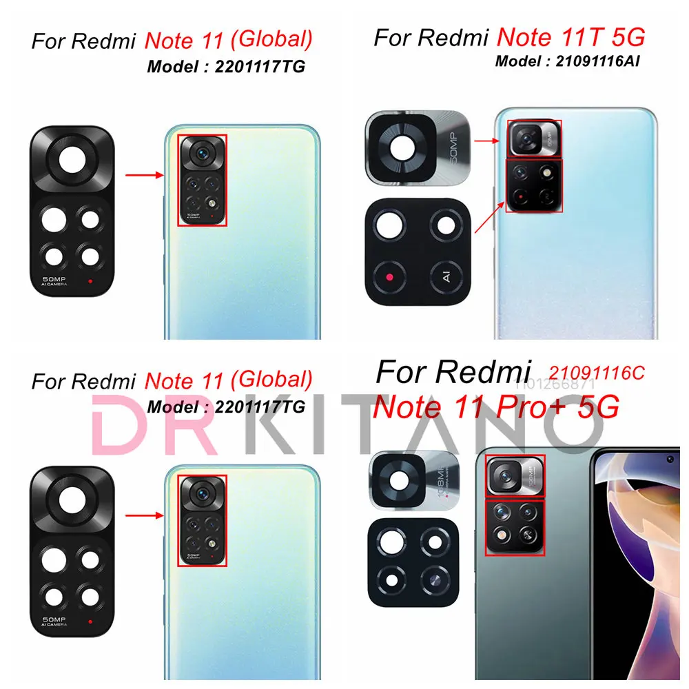 For-Xiaomi-Redmi-Note-11-11S-11T-Rear-Back-Camera-Glass-Lens-With-Frame ...