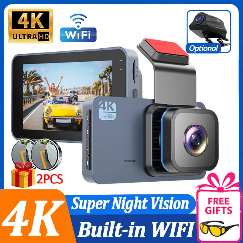 4K-Dash-Cam-for-Cars-WIFI-2-Lens-Car-Dvr-Video-Recorder-3Inch-Rear-View ...