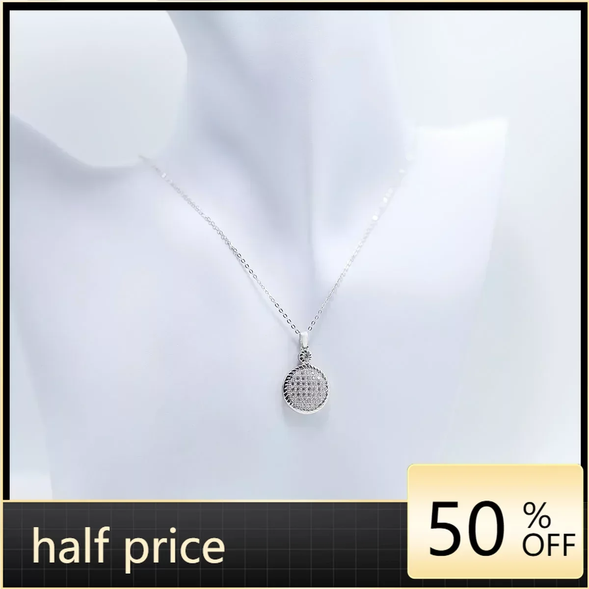 Copper-Coin-Shape-Pendant-Necklace-Inlaid-Zircon-Stainless-Steel ...