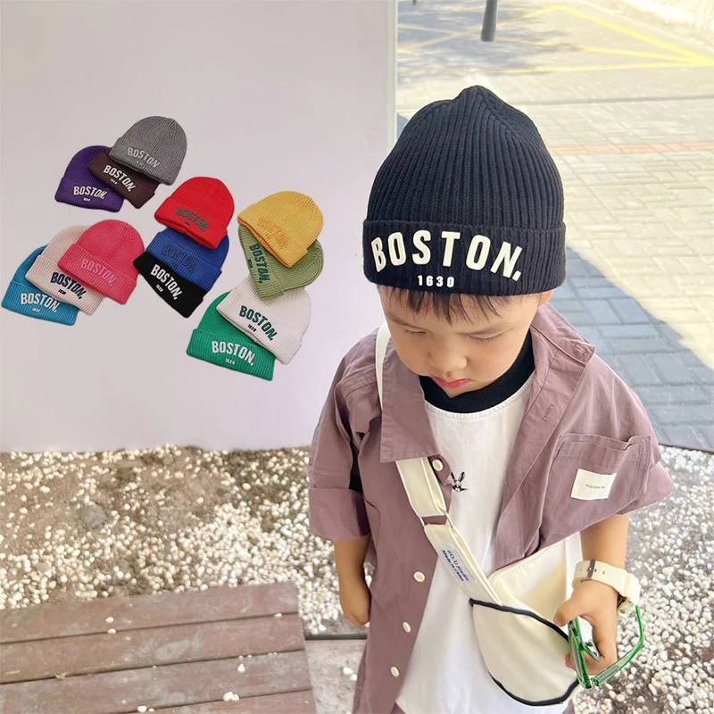 Korean-Letter-Kids-Knitted-Hat-Winter-Warm-Baby-Beanie-Cap-Girls-Boys ...
