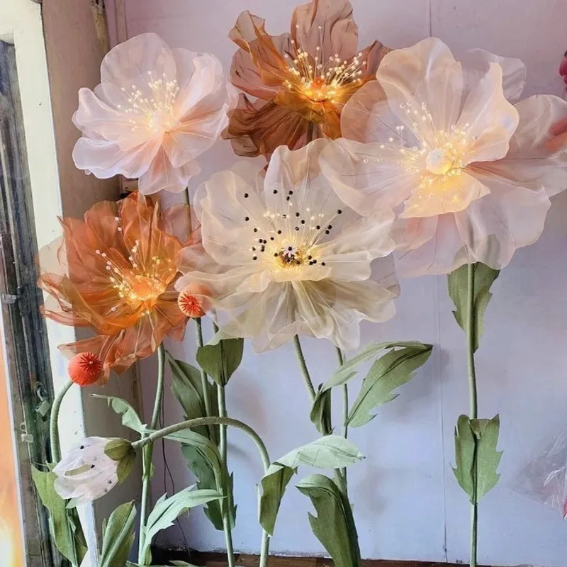 Flores-coloridas-gigantes-hechas-a-mano-con-luz-LED-luminosa-para ...