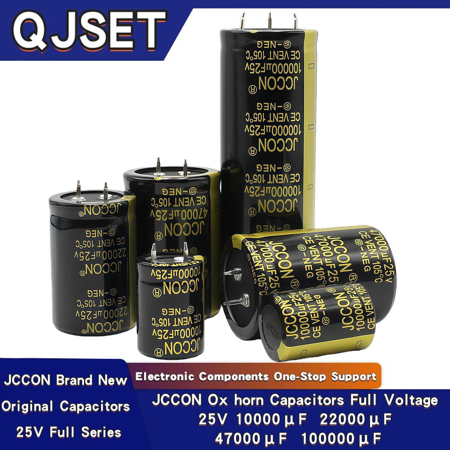 1pcs JCCON Ox Horn Capacitor Full Voltage 25V 10000uF 22000uF 47000uF ...