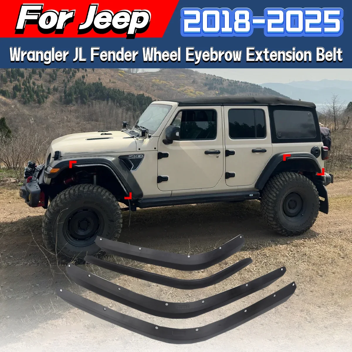 For Jeep Wrangler JL 2018-2025 wheel eyebrow fender expanded wide body ...