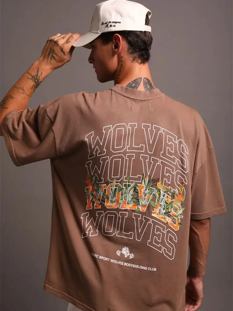 WOLVES-Camiseta-deportiva-de-manga-corta-para-hombre-Camisa-de-algod-n ...
