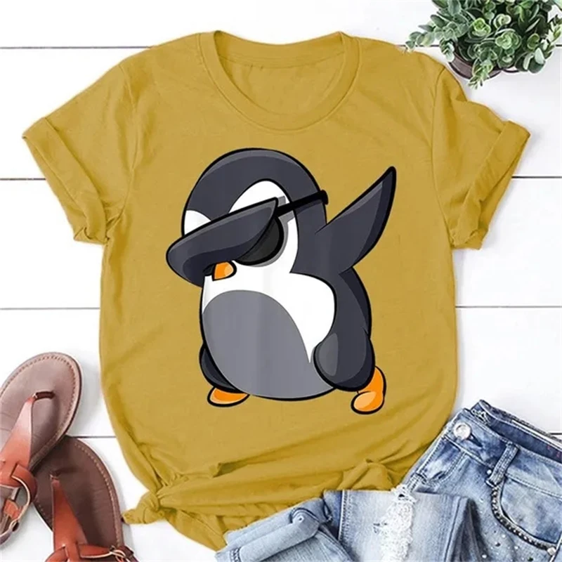 Dab-Penguins-Printing-T-Shirt-MenWomen-Tops-Tees-Summer-Cool-Loose ...