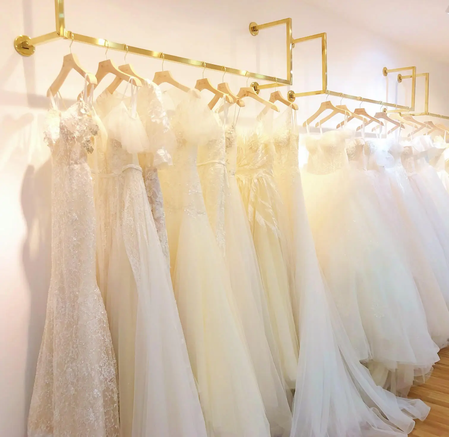 Bridal-Shop-Store-Garment-Stainless-Steel-Wall-Mounted-Women-Clothes ...