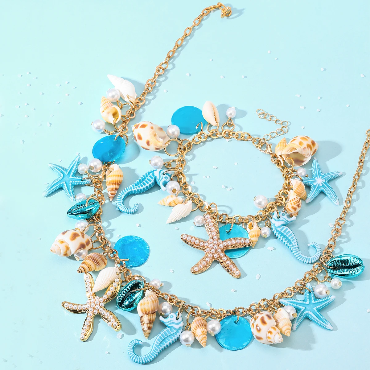 harong-Starfish-Seahorse-Shell-Pearl-Necklace-Colorful-New-Summer-Beach ...