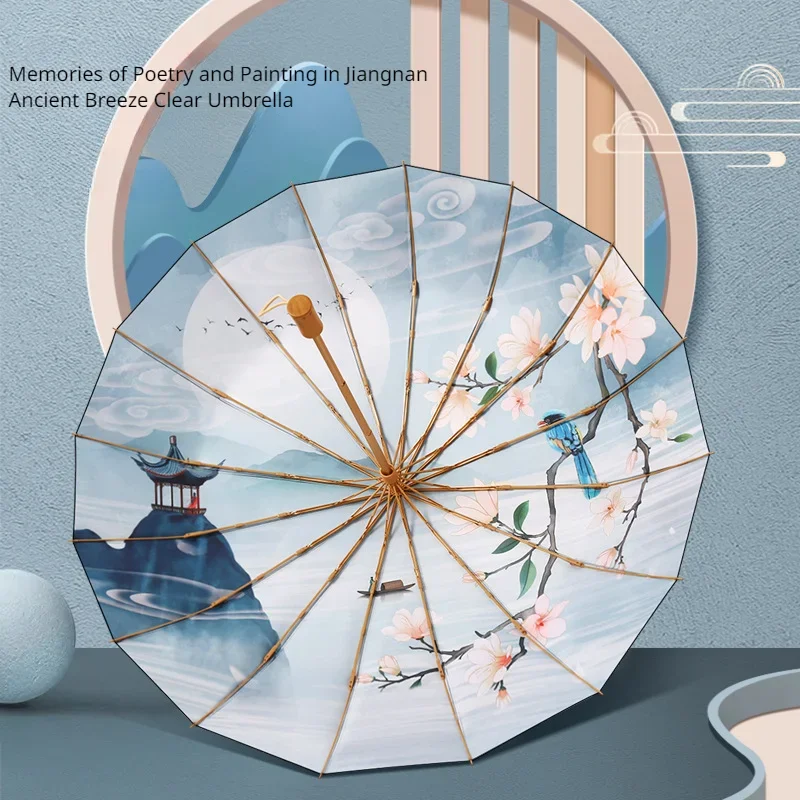 210T-New-Chinese-Multi-Layered-Umbrella-Fabric-Triple-Fold-16-Ribs-Hand ...