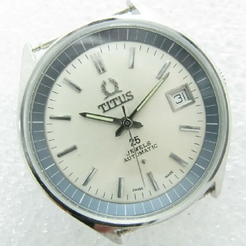 مخزون جديد! 1980s ساعة سويسرية ستيل TITUS ETA 2872 ساعة للرجال ...