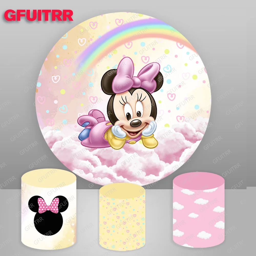 Disney-Minnie-Round-Background-Girls-Birthday-Party-Circle-Photography ...