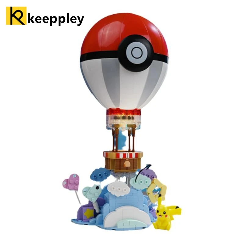 New Pokemon Building Block Pikachu Hot Air Balloon Lamplight Model Toy ...