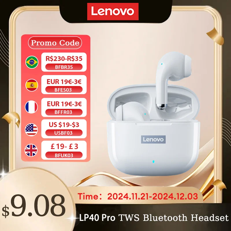 Choice-Lenovo-LP40-Pro-TWS-auriculares-inal-mbricos-Bluetooth-V5-1-auriculares-deportivos ...