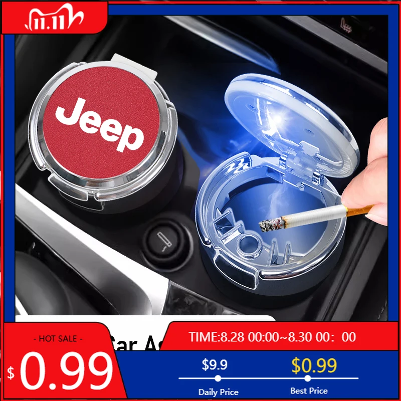 Cup Holders Car Ashtray LED Light Portable Ashes Ash Accessories For ...